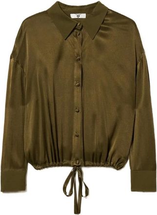 Twinset Femme, Blouses et Chemises, Vert, Taille: 42 FR Chemise Satin&eacute;e avec Cordon de Serrage
