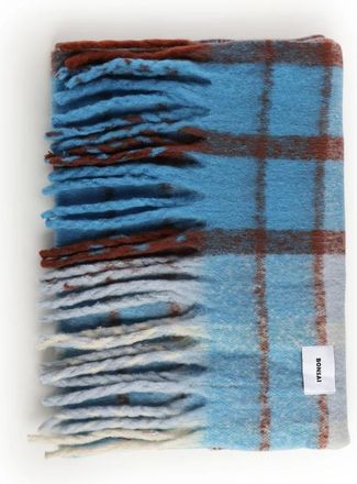 BONSAI Homme, Accessoires, Bleu, Taille: ONE Size Checked Scarf With Logo