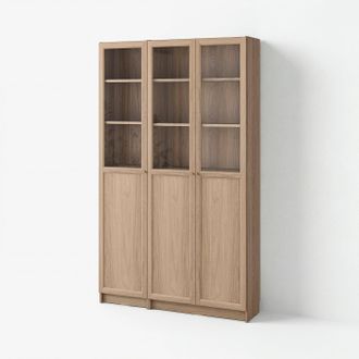 IKEA BILLY / OXBERG Regalkombi. mit Paneel-/Vitrt&uuml;ren
