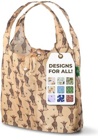 Eco Chic Sac de courses réutilisable Cabas pliable Tote bag résistant à leau (Girafes Beige)