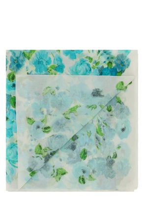 Chlo&eacute; Printed Cotton Wild Flowers Scarf - Blue