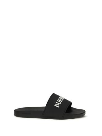 Burberry Womens Slippers Black-White Rubber Sandal Black/white