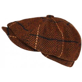 Nyls Cr&eacute;ation Beret Casquette Gavroche Orange Irlandaise &agrave; Chevrons en Laine Gurwal - Taille Unique - Orange