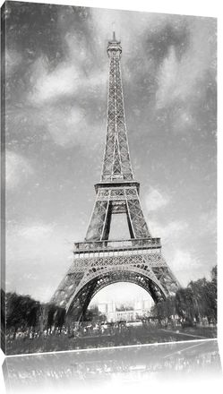 Pixxprint Eifelturm in Paris, Größe: 100x70cm, Leinwandbild, fertig gespannt, Wandbild, Dekoration, Kunstdruck, kein Poster