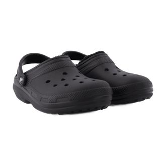Crocs Womens Classic Lined Clog Black Synthetic Shoes Flat-shoes
