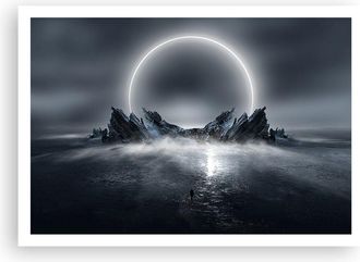 Arttor Poster ohne Rahmen Deko 100x70cm Futurismus Sturm Mond Wandposter Art Prints Wanddeko Bild Wand Kunstdruck Wandbilder Dekoration Wohnzimmer Schlafzimm