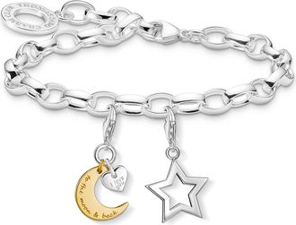 Thomas Sabo Sabo Damen Schmuck Set Armband Charm Anhänger 925 Sterlingsilber SET0608-413-21-L19,5