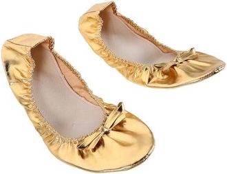 IFUNDOM Chaussures de Danse pour Femme Semelle Fendue Souple Dor&eacute;es Ballerines de Ballet Confortables sans Talon pour Yoga et Danse Professionnelle