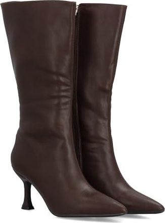 Shoes & Blues Botte haute en dentelle moyenne au design accrocheur. Bout et talon fin. Fermeture &agrave; glissi&egrave;re. Id&eacute;ales pour la saison automne., marron, 39 EU