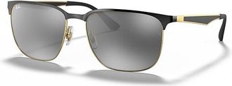 Ray-Ban Rb3569 Sonnenbrillen Schwarz Auf Gold Fassung Grau Glas 59-17