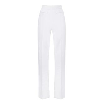Elisabetta Franchi Stretch-Krepp-Hose mit doppelter Lage - - Trousers - Damen - Wei&szlig; - XL