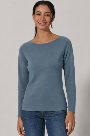 Hempage Hempage Damen vegan Langarmshirt U-Boot-Ausschnitt Dove Bl&auml;ulich Grau