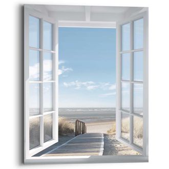 Reinders Wandbild, Fensterblick Nordsee, Home Office, Bilder, Wanddeko, Room Decor, MDF, Blau, 50 x 40cm