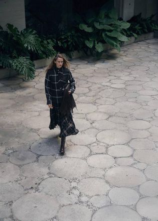 Mango Blouse &agrave; carreaux col &eacute;charpe noir - Femme - S - MANGO