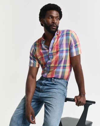 GANT Herren Regular Fit Indian Madras Kurzarmhemd (XXXL) PEACHY ORANGE