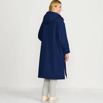 Lands End Umziehmantel mit Teddyfutter, Damen, Größe:44-46 regular, Blau, Polyester, by Lands End