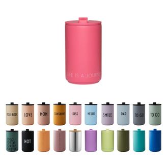 DESIGN LETTERS Thermobecher | Thermobecher kaffee to go | Kaffeebecher To Go aus Edelstahl doppelwandig isoliert, auslaufsicher | Geschenke f&uuml;r frauen, M&auml;nner | Trav