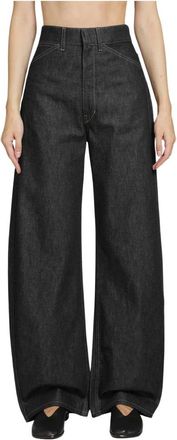 Christophe Lemaire Femme, Jeans, Noir, Taille: 38 FR Pantalon taille haute incurv&eacute;
