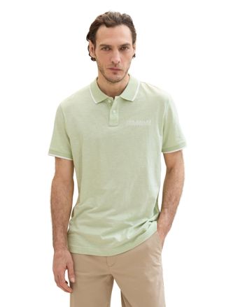 Tom Tailor Herren Basic Poloshirt mit Streifen, sea green fine stripe, XXL
