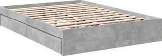 vidaXL Cadre de lit et tiroirs gris béton 140x190 cm bois dingénierie