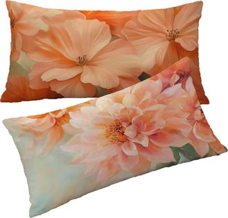 Generic Kissenbezug 50x70cm Orange Farbe Kopfkissenbezug Blumen Kissenbez&uuml;ge Samt Dekokissen Kissenbez&uuml;ge Cushion Cover Unsichtbarer Rei&szlig;verschluss Leicht rei