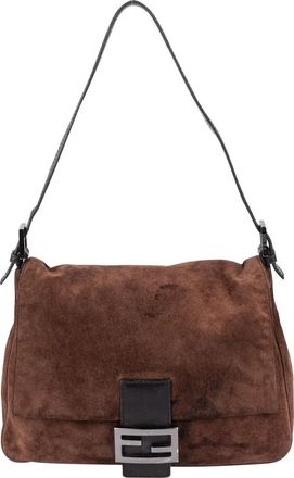 Fendi Crossbody Bags - Fendi Suede FF Buckle Mamma Baguette Handbag - Gr. unisize - in Braun - f&uuml;r Damen