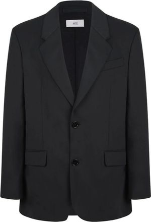 Ami Homme, Vestes, Noir, Taille: M Veste en laine &agrave; simple boutonnage