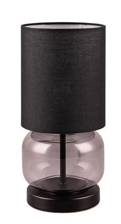 Trio Trio Leuchten Lampe de table ELIO 517800154, métal noir mat, verre fumé, abat-jour noir, excl. 1x E27