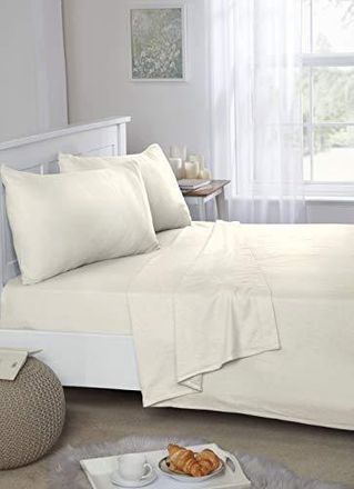 Emma Barclay Biber-Spannbetttuch, cremefarben, für Kingsize-Bett, 100% gebürstete Baumwolle