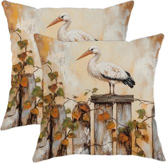 Generic Herbstst&ouml;rche V&ouml;gel Kissenbez&uuml;ge Atmungsaktiv Kissenh&uuml;llen Quadratische Kissenbezug F&uuml;r Sofa Heimdekoration Hotel 45X45Cm 2Er Set