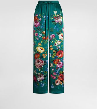 Dolce & Gabbana Rose-print Satin Vanity Trousers - Frau Collection Multicolor 40