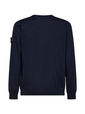 Stone Island Mens Crewneck Sweater Navy Virgin Wool Blue