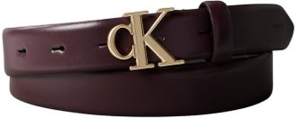Calvin Klein Damen G&uuml;rtel Buckle 3,0 cm mit Monogramm-Schnalle, Braun (Fudge/Antique LiGht Gold), 90 cm
