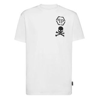 Philipp Plein T-Shirt Rundhals Skull&Bones - - Tops - Herren - Wei&szlig; - 3XL
