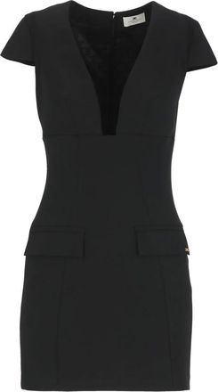 Elisabetta Franchi Femme, Robes, Noir, Taille: 38 FR Robe Courte Col V