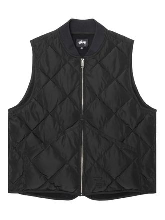 St&uuml;ssy gilet matelass&eacute; &agrave; plaque logo - Noir