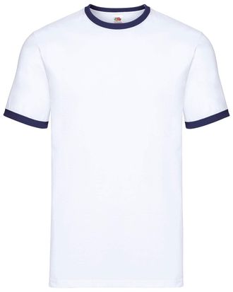 Fruit Of The Loom Valueweight Ringer T Herren T-Shirt, Farbe:wei&szlig;/Navy, Gr&ouml;&szlig;e:2XL