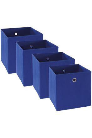 CARRYHOME Faltbox, Blau, Silber, Metall, Textil, Karton, 32x32x32 cm, faltbar, Ordnen & Aufbewahren, Aufbewahrungsboxen, Faltboxen