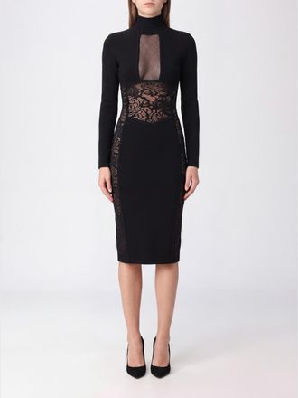 Elisabetta Franchi Robe fourreau midi en maille avec empi&egrave;cements en dentelle