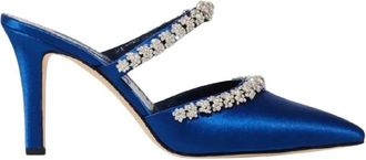 Manolo Blahnik Femme, Chaussures, Bleu, Taille: 39 1/2 EU Vedadamu Satin Mules