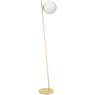 Eglo Stehlampe Rondo 4, elegante Eck Standleuchte, hohe Stehleuchte aus Metall in Messing-Geb&uuml;rstet und Glas in Opal-matt, Lampe Wohnzimmer mit E27