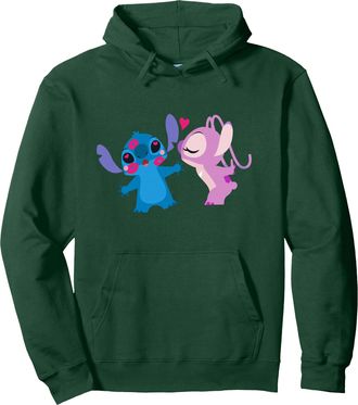 Disney Stitch and Angel Valentines Day Kisses Pullover Hoodie