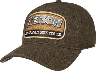 Stetson American Heritage Wool Cap Baseballcap Stickerei Melierter Wollmix Gr&ouml;&szlig;enverstellbar Unisex Herbst Winter braun One Size