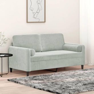 vidaXL Vidaxl - Canapé 2 places avec oreillers gris clair 140 cm velours