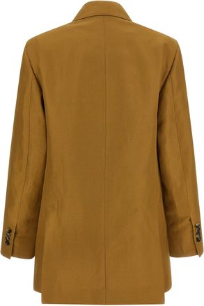 Alberto Biani Double-Breasted Viscose Linen Blazer - Camel