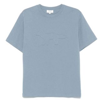Maison Kitsuné Homme, Tops, Bleu, Taille: L T-shirt en coton décontracté pour hommes