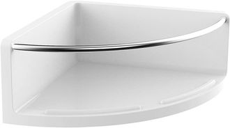 Emco Round Eckkorb zum Kleben oder Bohren I hochwertige Duschablage I Duschkorb für Badutensilien, in weiß, Eckwandkorb