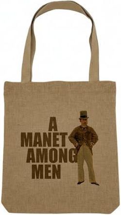Fabulous Sac Shopping Tote Bag Aspect Lin - A Manet Among Men Jeu de Mot Humour Art - Sac de Courses Toile Epaisse 360g Beige Naturel Cabas Port&eacute; Epaule Solide