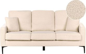Beliani Beliani - Sofa Beige Boucl&eacute; 3-Sitzer Dicke Polsterung mit 2 Dekokissen Metallf&uuml;&szlig;en Freistehend f&uuml;r Wohnzimmer Flur Diele B&uuml;ro