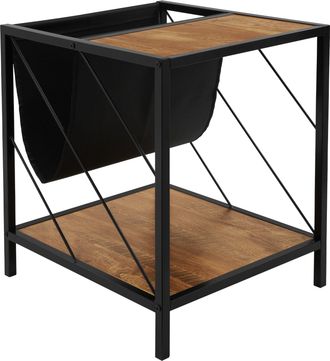 ML Design ML-Design Beistelltisch 48x43x54 cm, Braun in Eiche-Rustikal, Sofatisch aus Holz, Wohnzimmertisch mit Stahlgestell, 2 Ablagen, Couchtisch mit Zeitschr